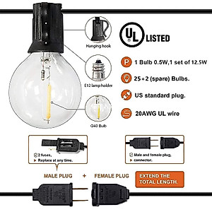 HISTAR LED Outdoor String Lights 30FT with Remote Waterproof Patio Lights 27 Dimmable Edison Bulbs, Shatterproof Goble String Lights Decorative Backyard Balcony Bistro Party Cafe Lights