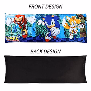 Sonic The Hedgehog Bedding Super Soft Microfiber Zippered Body Pillow Cover, 54 in x 20 in, (Official Sega Sonic Product) Anime