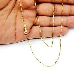 Jewelry Affairs 10k Yellow Real Solid Gold Mirror Box Chain Necklace, 0.8mm, 16"