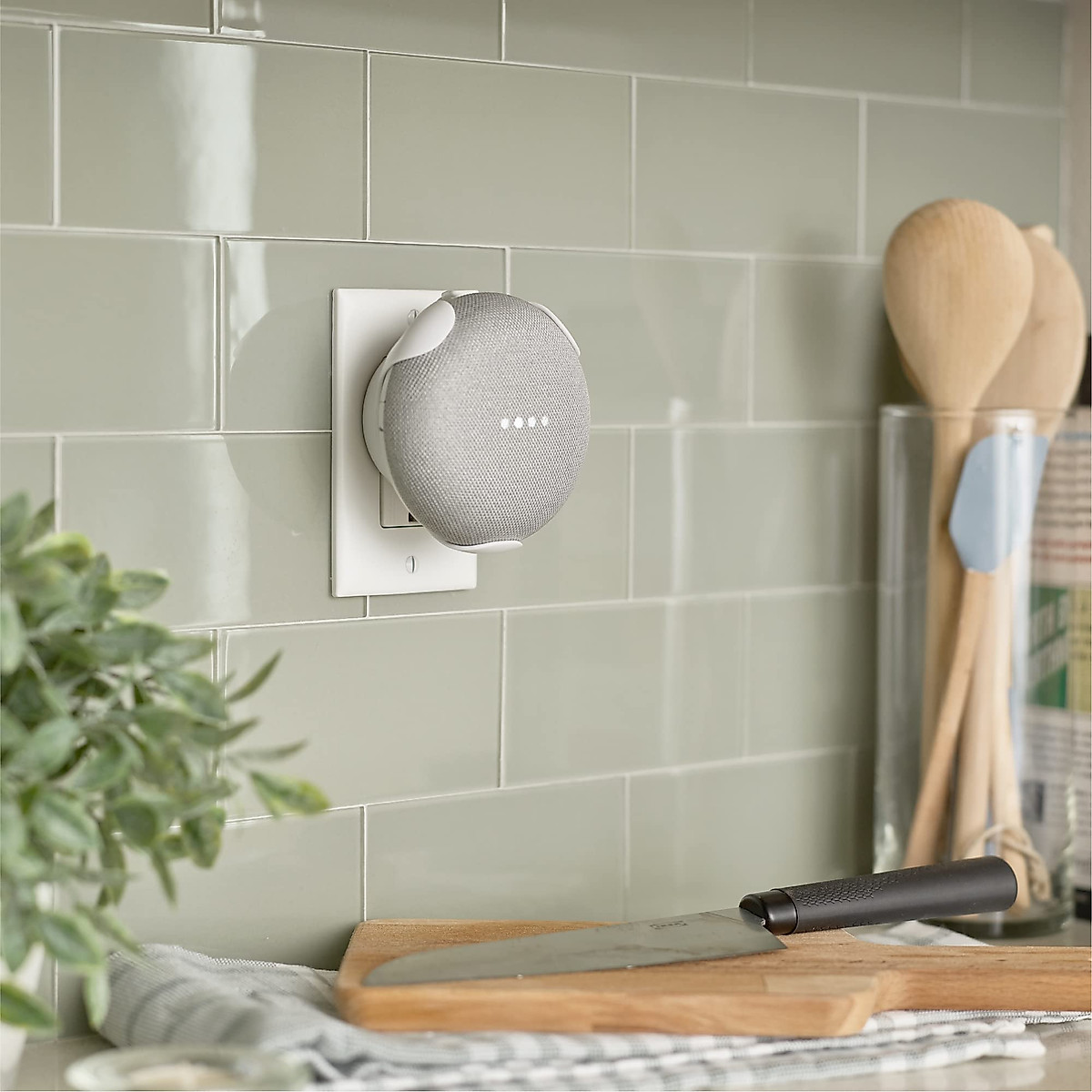 PowerClip Outlet Mount for Google Nest Mini (Chalk), Speaker Wall Hub for 2nd Generation Google Nest Smart Home Devices, Space Saving, Uses One Outlet Only, Great for Mounting Google Mini Speaker