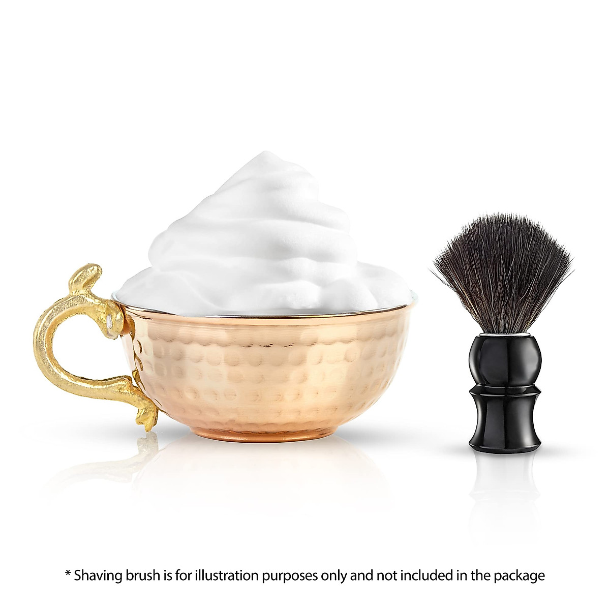 JAIRESTONE Copper Shaving Bowl and Cup - Turkish Hand Hammered Shaving Bowl - Safety Razor and Brush Holder - Traditional Shaving Cup - Lather Bowl for Shaving - Barbers Shop Utensil