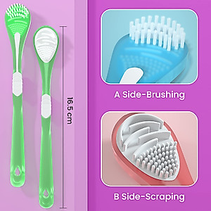 Y-Kelin Double-Side Desiged Tongue Scraper, Ultra-Soft Tongue Brush Tongue Cleaner (3 Pack)