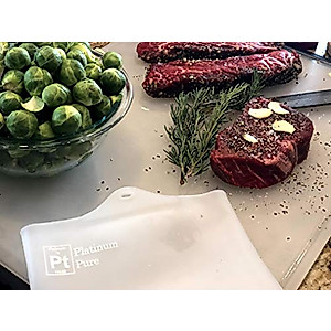 Platinum Pure - Large Reusable Sous Vide Bags - Set of 2 BPA Free Bags for Sous Vide Cooking - 100% Pure LFGB Platinum Silicone with no Fillers - Compatible with all immersion circulators, including Joule, Anova, ChefSteps, Kitchen Gizmo, Gramercy Kitchen