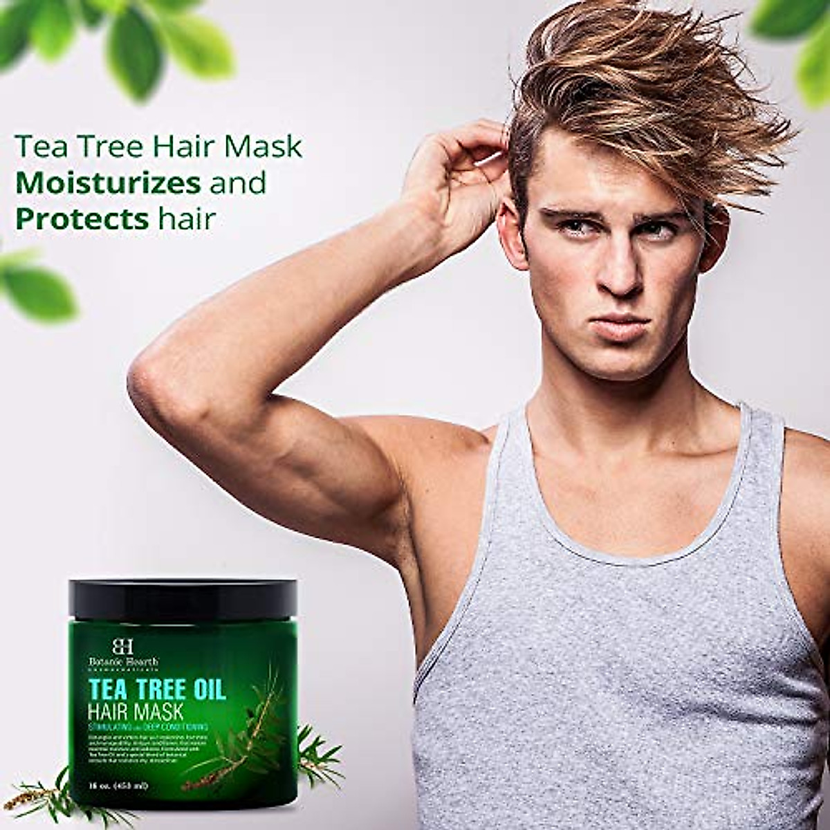 Botanic Hearth Tea Tree Hair Mask & Deep Conditioner, Moisturizes & Protects Hair & Scalp - with Soy Protein, Vitamin E, Collagen, Keratin & Coconut Oil - 16 oz (Packaging May Vary)