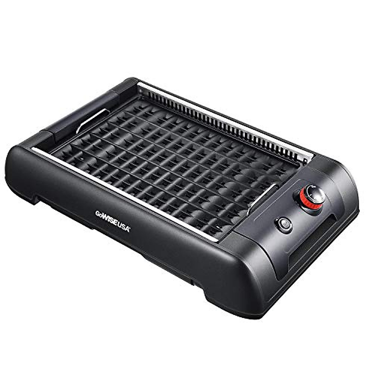 GoWISE USA GW88000 2-in-1 Smokeless Indoor Grill and Griddle with Interchangeable Plates and Removable Drip Pan + 20 Recipes (Black), Large