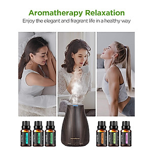 InnoGear Essential Oil Diffuser with Oils, 100ml Aromatherapy Diffuser with 6 Essential Oils Set, Aroma Cool Mist Humidifier Gift Set, Dark Wood Grain
