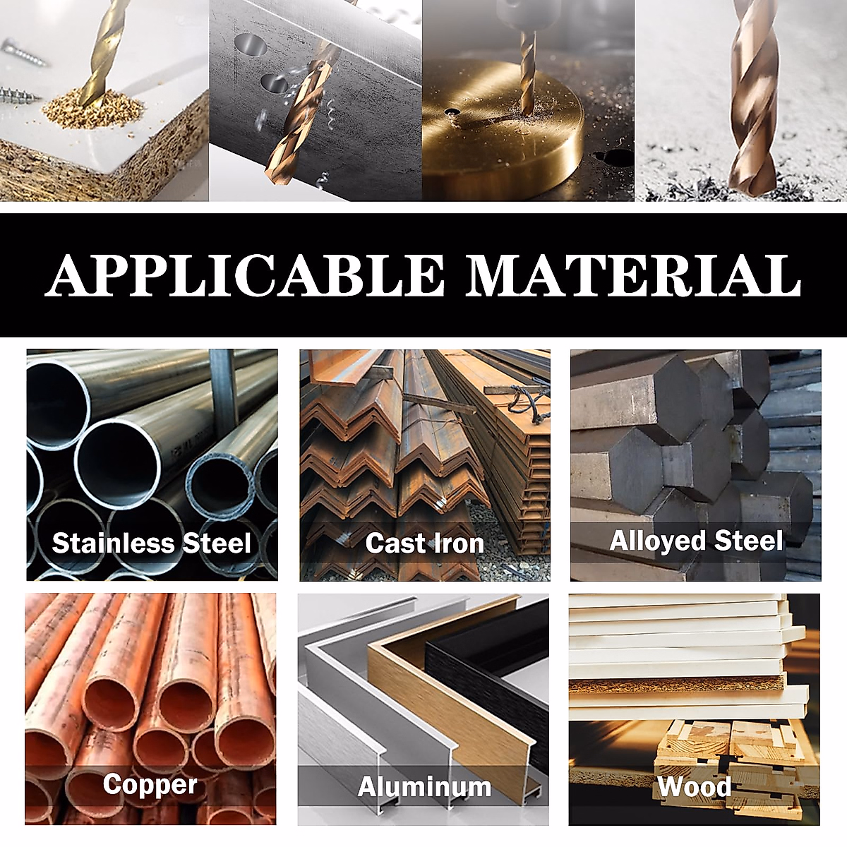 SALI Cobalt Drill Bit Set, 10Pcs 1/4" M35 High Speed Steel Jobber Length Drill Bit Kit for Hardened Metal, Stainless Steel, Cast Iron, Wood and Plastic, with Index Storage Case