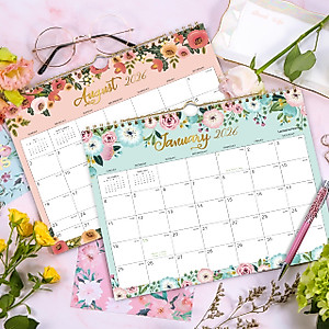 2023-2024 Wall Calendar - 18 Monthly Calendar 2023-2024, February 2023 - June 2024, 11" x 8.5", Twin-Wire Binding + Hanging Hook + Thick Paper + Unruled Blocks with Julian Dates - Floral