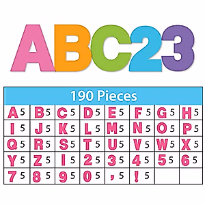ArtSkills Jumbo 4" Paper Poster Letters and Numbers for Projects and Crafts, Neon Colors, 190 Pieces, Study Room