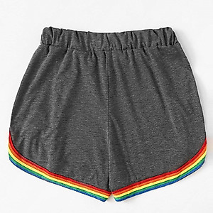 Shakumy Women Rainbow Elastic Waist Workout Yoga Shorts Casual Summer Bowknot Plus Size Running Athletic Shorts Hot Pants