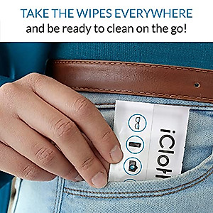 iCloth Lens Cleaning Wipes [5 x 3.5 Inches - 100 Wipes] Safe for All Screens, Electronics & Glasses. Streak & Lint Free, Individually Wrapped, 1 Wipe Can Clean Camera, Smartphone, and Pair of Glasses