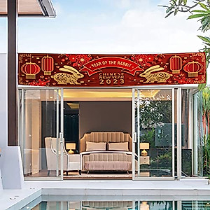 Chinese New Year Banner Year of the Rabbit Spring Festival Banner Decorations - New Year 2023 Chinese Holiday Eve Indoor Outdoor Garden Party Decor