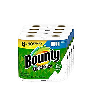 Arm & Hammer 33200-01001 Powder Laundry Detergent, Crisp Clean, 18lb Pail and Bounty Quick Size Paper Towels, White, 8 Family Rolls = 20 Regular Rolls (Packaging May Vary)