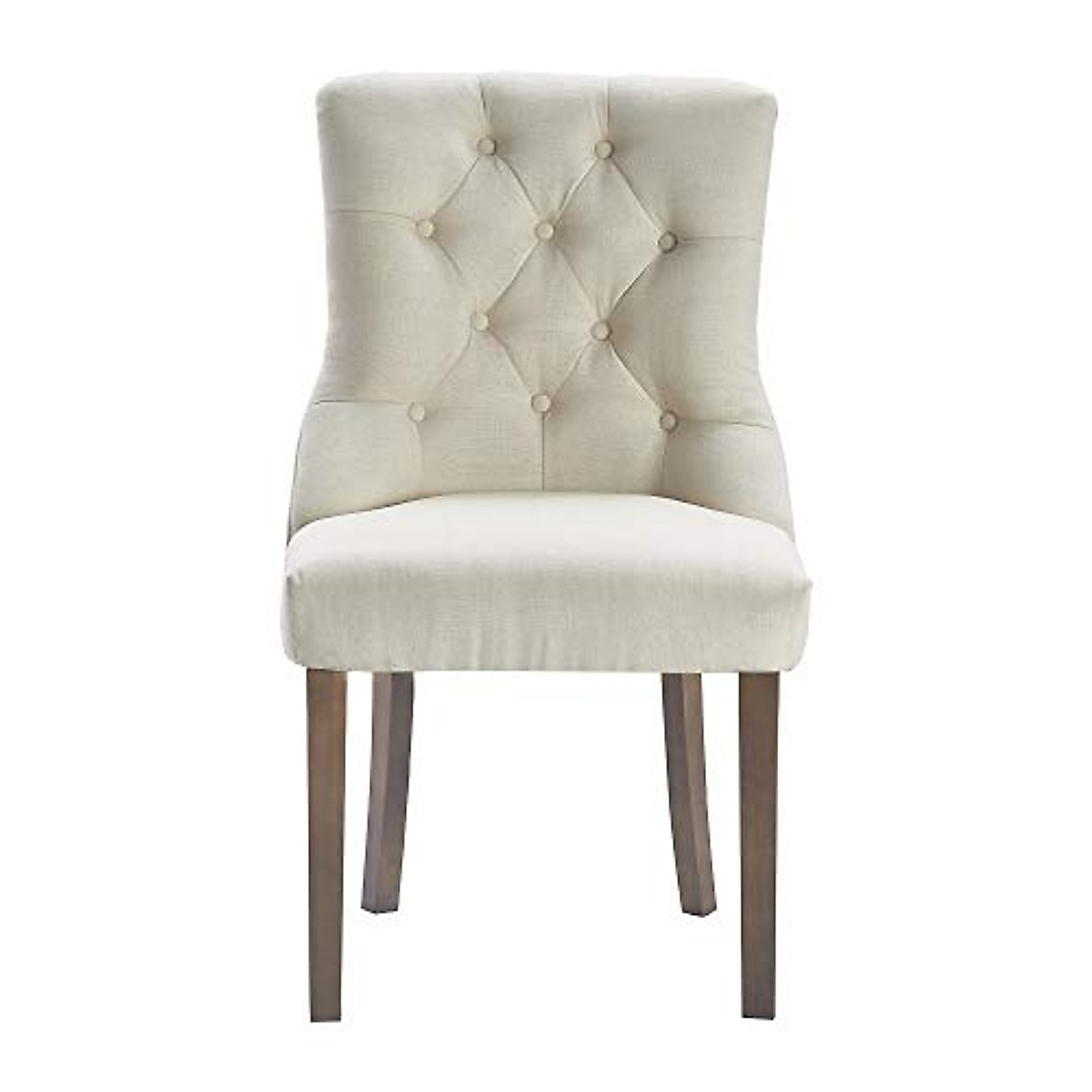 Finch Elmhurst Modern Button-Tufted Dining Chair, Elegant High Back Upholstered Fabric Accent, Set of Two, Cream