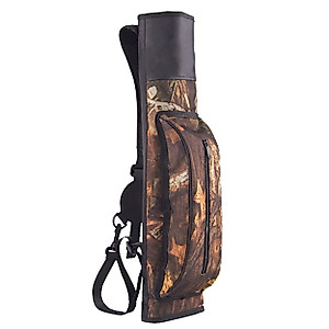 UNISTRENGH Archery Back Arrow Pot 3 Point Harness Waterproof Quiver, Arrow Holder Shoulder Bag for Hunting Shooting (Camouflage)