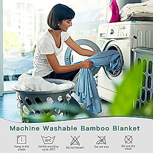 Cooling Bamboo Blankets, Queen Size Breathable Travel Summer Cool Blankets for Hot Sleeper Night Sweat,Cozy Soft Cold Throw Lightweight for Bed Couch All-Season Uses, 79"x86", Blue