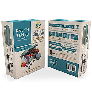 Stainless Steel Food Container & Condiment Holder | Leak Proof Silicone Lid | Metal Lunch Box | Bento Box | Portion Control Snacks Dressings [2 PCS Set/Green]