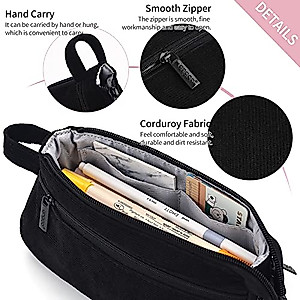 EASTHILL Small Pencil Case Multifunction Pen Bag Pouch Box Organizer Cases School Supplies for Girls Adults-Black