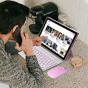 2 in 1 Tablet, 10 inch Android 13 Tablet with Keyboard 8GB+64GB+512GB Expand Dual Camera, IPS Touch Screen Tablet Computer, WiFi, Bluetooth, Long Battery Life, Google Certified Tablet PC, Pink