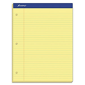 Ampad Evidence Dual Pad, Narrow/Margin Ruled, Size 8.5 x 11.75 Inches, Canary Paper, 100 Sheets Per Pad (20-246),