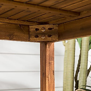 Walker Edison Dominica Contemporary Slatted Outdoor Dining Table, 34 Inch, Brown