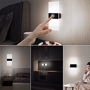 ANKBOY LED Wall Sconces Set of Two Battery Operated with Switch, Cordless Magnetic Wall Lamp Rechargeable USB Bedside Wall Light Fixtures for Bedroom, 3 Brightness Adjustable, Cool White 6000K