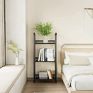 Azheruol Bookshelf Storage Shelf Bookcase Freestanding Storage Stand for Living Room, Bedroom, Kitchen, Rust Resistance, Easy Assemblyl Free Combination Multi-Functional Organizer (3 Tiers, Black)