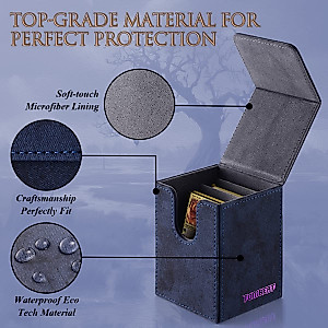 tombert 150+ Premium Deck Box for MTG, PTCG, Large Capacity with 2 Dividers, Fits 150+ Sleeved Cards TCG Trading Card Games (Purple)