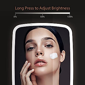 NEZZOE Makeup Mirror Touch Screen Vanity Mirror with LED Brightness Adjustable Portable USB Rechargeable