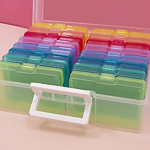 Craftelier - Portable Transparent Storage Box with 16 Mini Translucent Coloured Boxes for Scrapbooking and other Craft Supplies | Includes Snap Closure | Size Approx. 38,10 x 32,30 x 12,70 cm