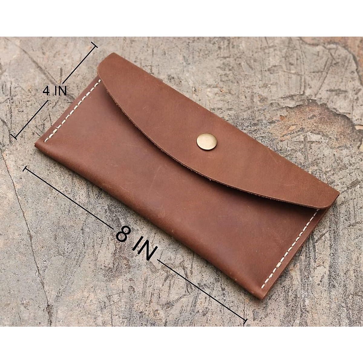 Handmade Leather Wallet with Card Slots, Coin Pocket, Large Capacity Long Envelope Wallet Tan Brown