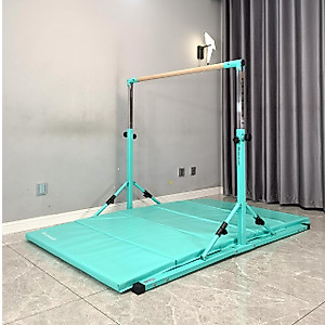 PreGymnastic Foldable Gymnastics Bar, 6FT Gymnastic Horizontal Bars, Folding Training Bar for Kids and Teenagers 3-18, Weight Limit 500 LB, Adjustable kip Bar,Children Home Gym Equipment Indoor
