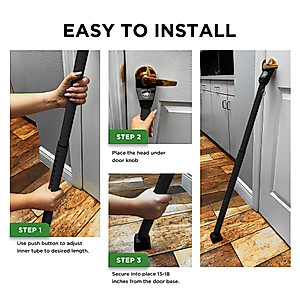 Guard Dog Security Door Jammer 2-in-1 Adjustable Door Knob Jammer & Sliding Patio Door Security Bar – 40 Different Adjustments (Black, 1 Pack)