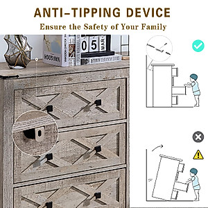 GIAJORYA 6 Drawer Dresser, 54" Wide Wood Chests of Drawers, Double Dresser for Bedroom, Grey Dresser TV Stand Organizers for Entryway, Clothes Dresser, Accessory Storage Cabinet, Light Rustic Oak