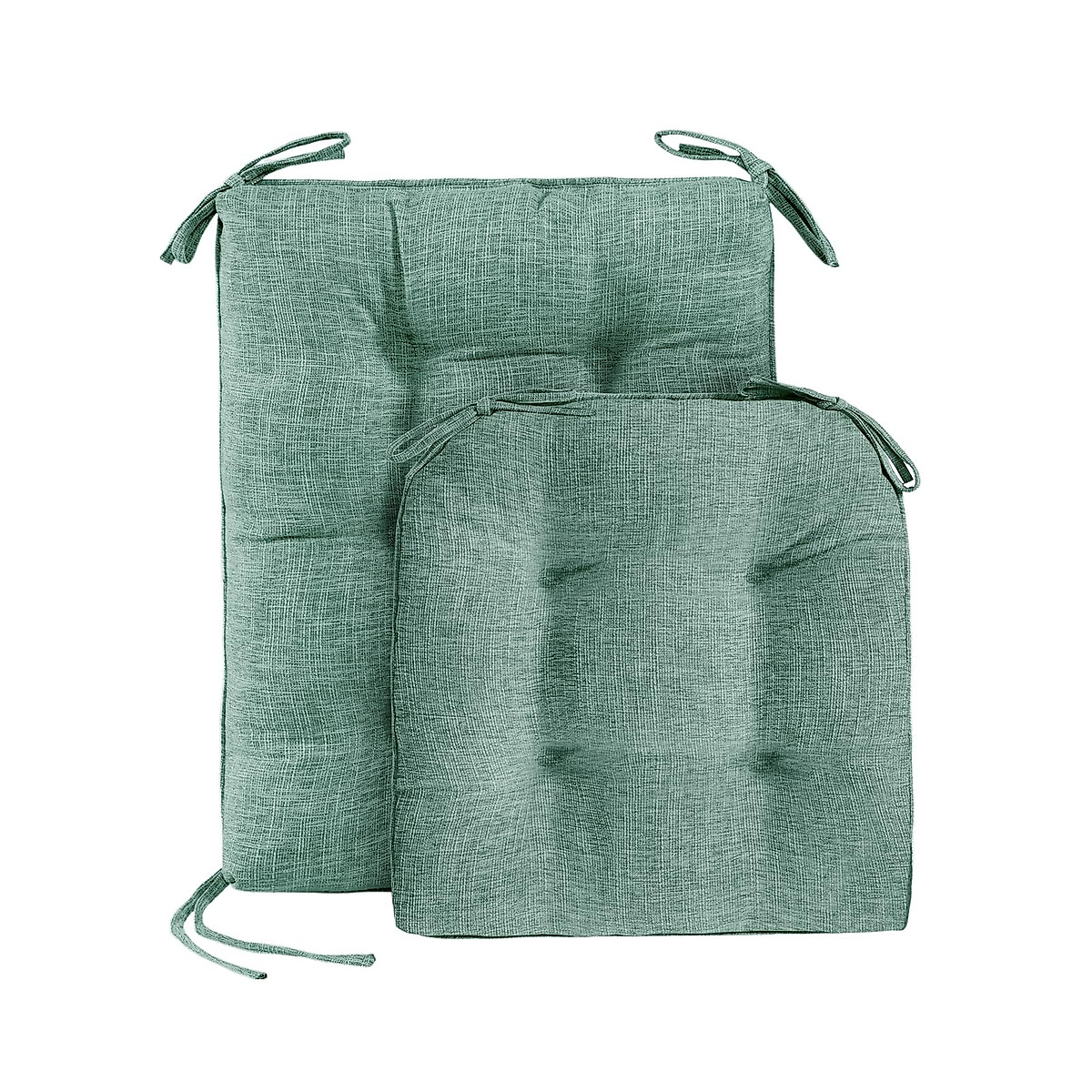 Basic Beyond Rocking Chair Cushions Set of 2, Porch Rocker Cushions for Wooden Rocking Chairs Outdoor with Thick Padding, Back Cushion with Ties, Tufted Seat Cushion with Non-Slip Backing(Green)