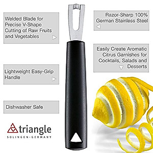 triangle Channel Knife - Triangular, V-Shaped Stainless Steel Blade - Fruit & Vegetable Carving Tool for Garnishing - Dishwasher Safe - Made in Germany
