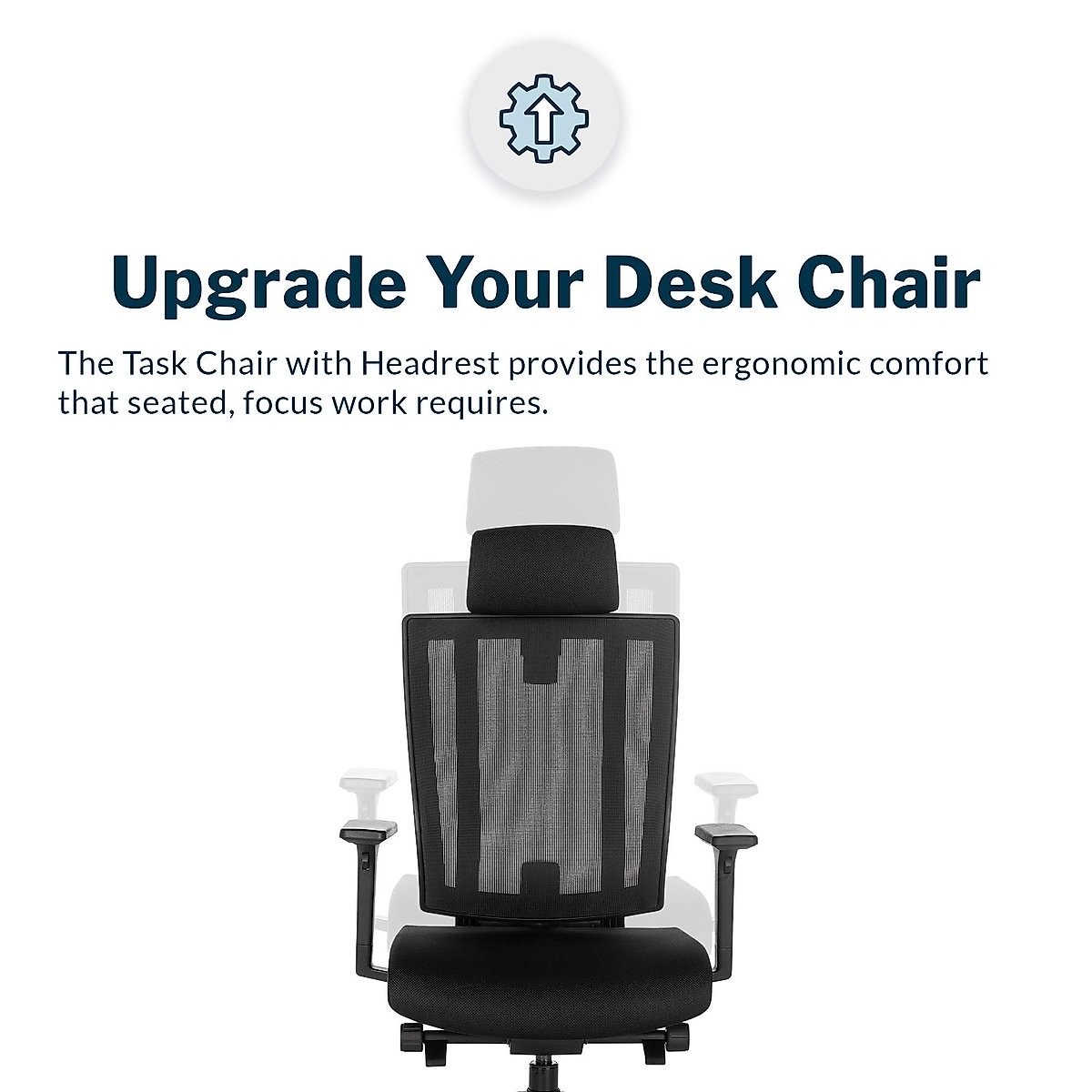 Vari Task Chair with Headrest (VariDesk) - Adjustable Height Computer Chair With Armrests & Casters - Breathable Mesh Desk Chair w/Maximum Lumbar Support - Easy Assembly Ergonomic Office Chair (Black)