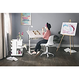 SD STUDIO DESIGNS Vintage Solid Wood Drawing/Drafting Table with 36" x 24" Angle Adjustable Top, 36", Coastal Whitewash