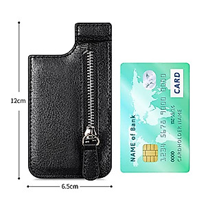POEGZOMI Adhesive Stick On Wallet for Smartphones Leather Phone Card Holder for Women,Men (Black)