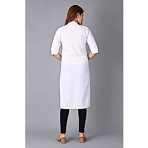 Henayatexofab Indian Women's Plain Cotton Kurti Top (as1, alpha, m, regular, regular, White)