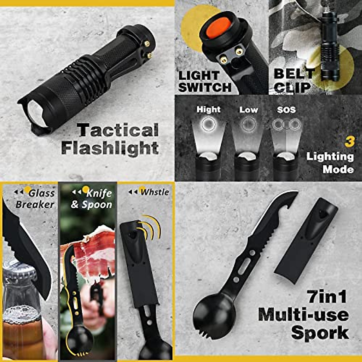 Gifts for Men Dad Husband, Survival Gear and Equipment 12 in 1, Survival Kit,Universal Socket Tools for Men,LED Magnetic Pickup Tools,Cool Gadgets Stuff for DIY Handymen Car