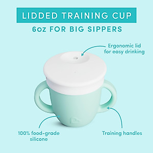Munchkin® C’est Silicone!™ Training Sippy Cup with Lid for Babies and Toddlers, 6 oz, Mint/Green