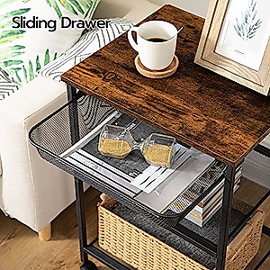 HOOBRO Mobile Printer Stand, 3-Tier Printer Cart Under Desk with Storage, Industrial Adjustable Rolling Cart for Home Office, Rustic Brown and Black BF28PS01-BF23PS01
