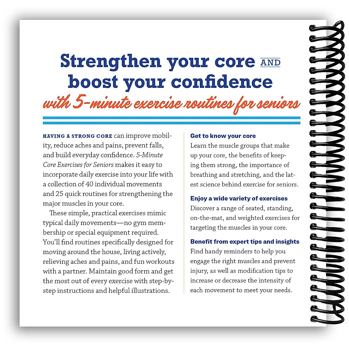 5-Minute Core Exercises for Seniors: Daily Routines to Build Balance and Boost Confidence [Spiral-bound]