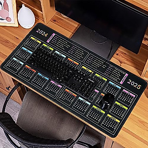 9CH Large Gaming Mouse Pad 2024-2025 Calendar with Holidays Mouse Pad Non-Slip Rubber Base, Computer Mouse Pad for Desktop Work, Game, Office(31.5 x 15.7 Inch-Black)