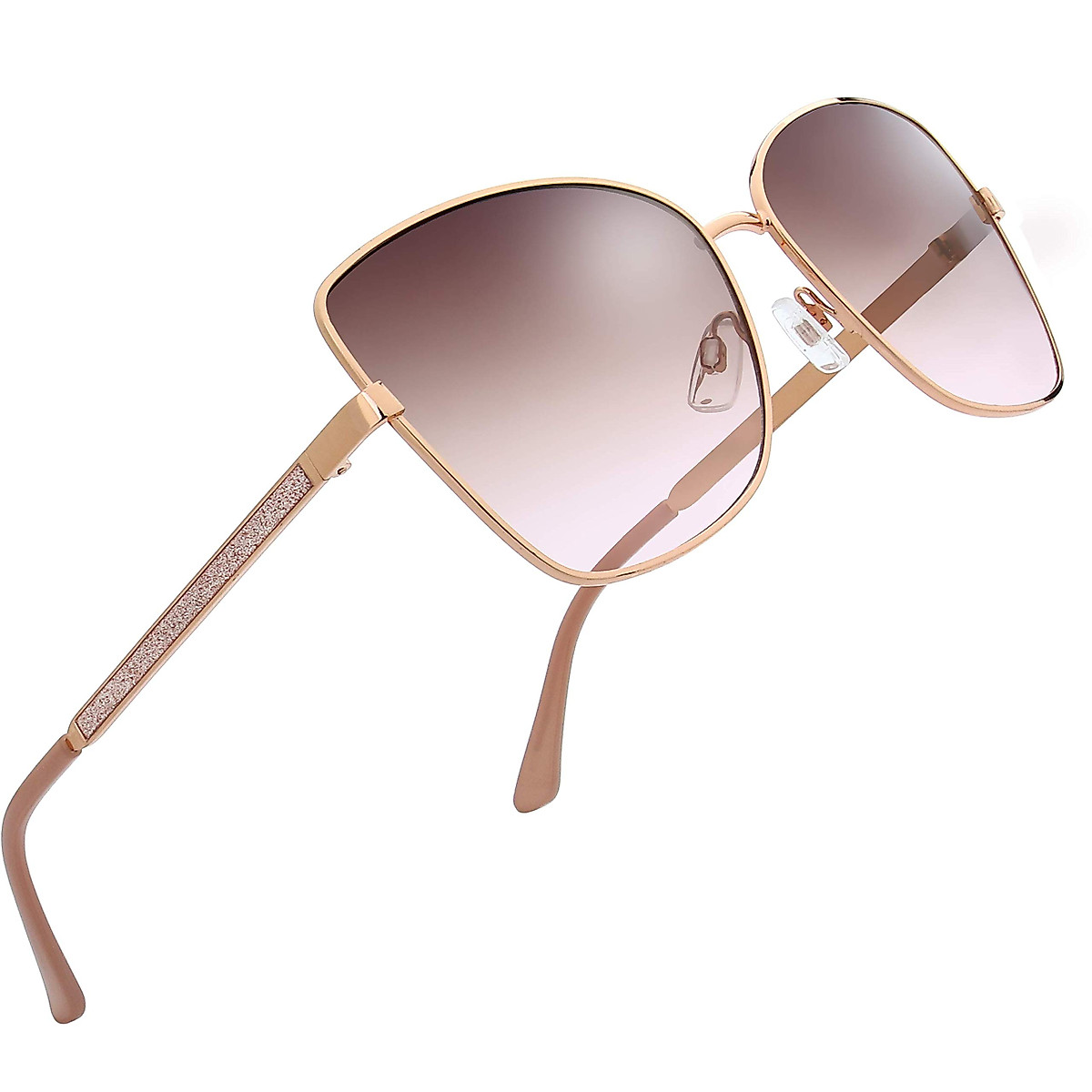 The Fresh Classic Crystal Elegant Women Beauty Design Sunglasses Gift Box (L173-Rose Gold, Brown/Pink)