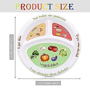 Diabetic Portion Control Plate Melamine Divided Plates for Adults with Protein, Carbs and Vegetables Diet Plate Portion Size Dishes Nutrition Plate for Balanced Eating Kitchen Food Serving (2 Pack)