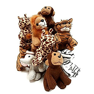 Playscene Suede Jungle/Zoo Animals, Assorted Suede Plush Jungle Animals (12 Piece Set)