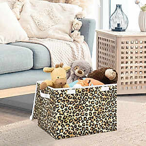 Kigai Fashion Colorful Leopard Animal Print Storage Bin, Storage Baskets with Lids Large Organizer Collapsible Storage Bins Cube for Bedroom, Shelves, Closet, Home, Office 16.5 X 12.6 X 11.8 Inch