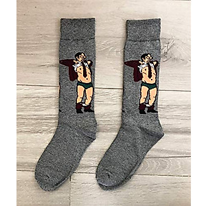Balanced Co. Dwight Schrute Are You Wearing a Wire Dress Socks Rainn Wilson Funny Socks Crazy Socks (Dark Gray)